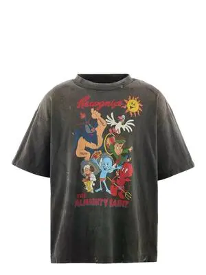 SAINT MXXXXXX Graphic-print Distressed T-shirt - Grey