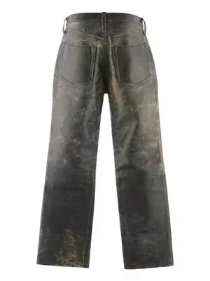SAINT MXXXXXX Calf Leather Faded Effect Trousers - Black