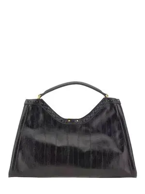 GIANNI CHIARINI Aurora Glossy Leather Shoulder Bag - Black