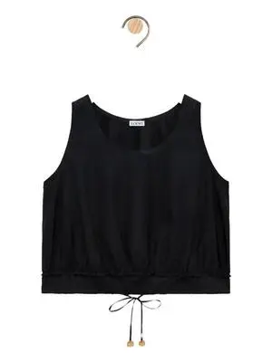 Loewe Anagram Embroidered Drawstring Tank Top - Black