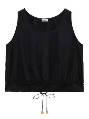 Loewe Anagram Embroidered Drawstring Tank Top - Black