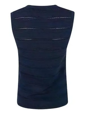 BLUGIRL Navy Pointelle Knit Ribbed Top - Blue