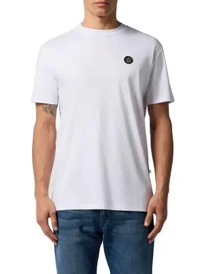 BILLIONAIRE Cotton Jersey Crewneck T-shirt With Applied Logo Patch - White