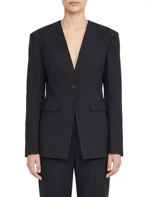 NANUSHKA Nanushka Cropped Single-Breasted Silk-Blend Blazer