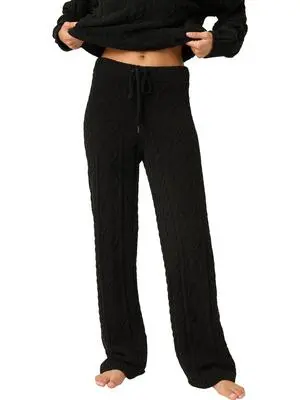 PJ Salvage Chenille Cable Knit Lounge Pants - Black