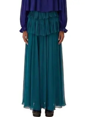 Chloé Silk Aline Skirt - Blue