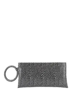 TOM FORD Tom Ford Python-Print Calfskin Clutch With Side Handle Black