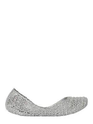 Melissa Campana Perforated Glitter Pvc Ballet Flats - Silver