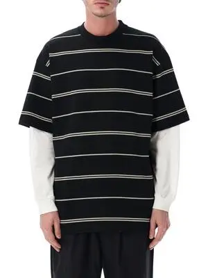 COMME DES GARÇONS Double-layer Long-sleeved Striped Cotton T-shirt