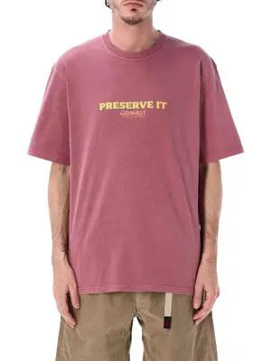 Gramicci Relaxed Fit Cotton T-shirt With Graphic Print And Dropped Shoulders - Amaranth