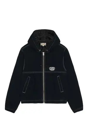 StÜssy Contrast Stitch Zip Up Hooded Jacket - Black