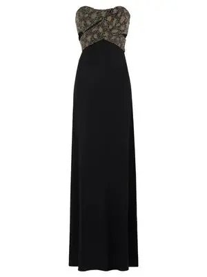 Roberto Cavalli Embellished Strapless Gown - Black