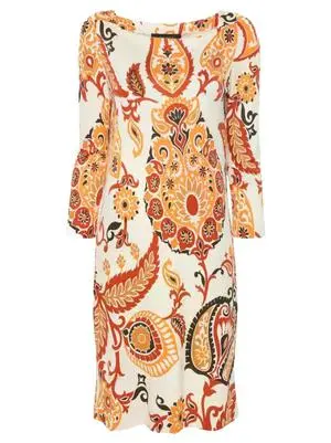 Gucci Paisley Print Dress - Neutrals