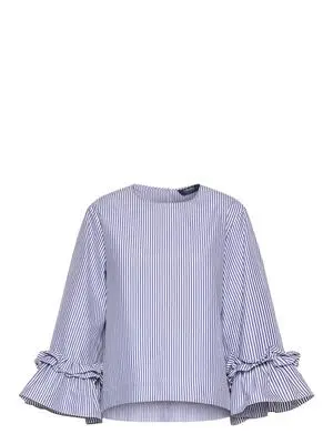 MAX MARA Max Mara Striped Cotton Blouse With Ruffle Cuffs