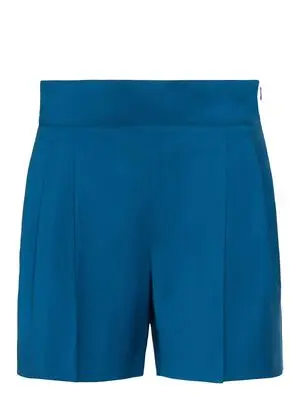 Max Mara Virgin Wool Pleated Shorts - Navy