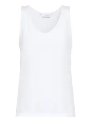 Max Mara Silk Embroidered Tank Top - White