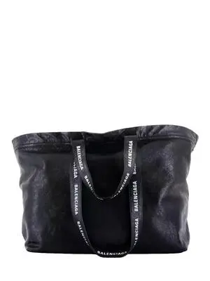 Balenciaga Carry Shopper Tote Leather Medium Shoulder Bag - Black