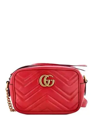 Gucci Matelassé Leather Mini Shoulder Bag - Red