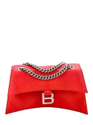 Balenciaga Crush Chain Flap Leather Small Crossbody Bag - Red