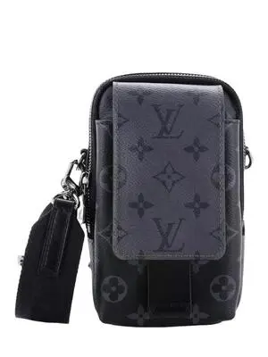 LOUIS VUITTON Double Phone Pouch Nm Reverse Monogram Eclipse Canvas Crossbody Bag - Black
