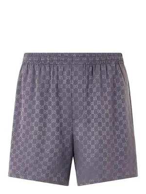 Gucci Gg Supreme Jacquard Silk-twill Shorts - Gray