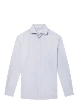 Brunello Cucinelli Herringbone Cotton And Lyocell-blend Shirt - Gray