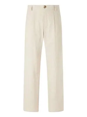 Oliver Peoples Morton Pleated Cotton And Linen-blend Trousers - Ecru