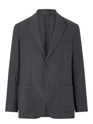 Sunspel Single-breasted Linen Suit Jacket - Gray
