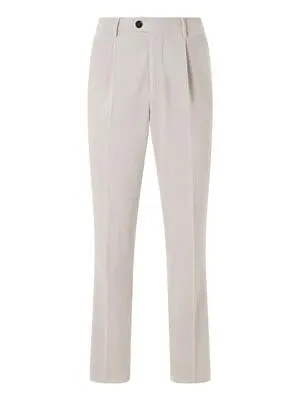 Brunello Cucinelli Tapered Pleated Cotton-corduroy Trousers - Neutrals