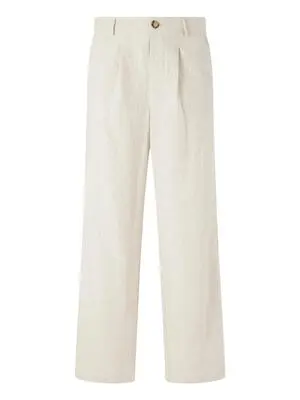 Oliver Peoples Cotton And Linen-blend Drawstring Trousers - Neutrals