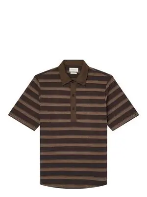 Oliver Peoples Stanfield Striped Organic Cotton Polo Shirt - Brown