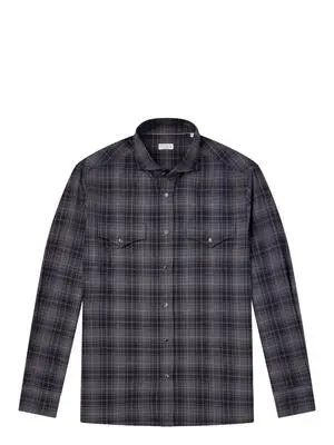 Brunello Cucinelli Checked Cotton-flannel Shirt - Gray