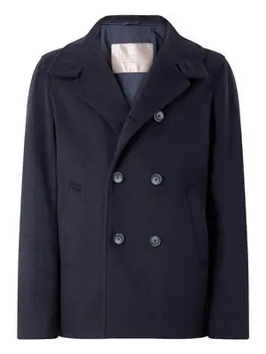 Herno Double-breasted Woven Coat - Blue