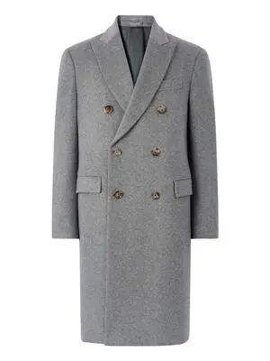 LARDINI Lardini Double-Breasted Wool Gabardine Coat Gray
