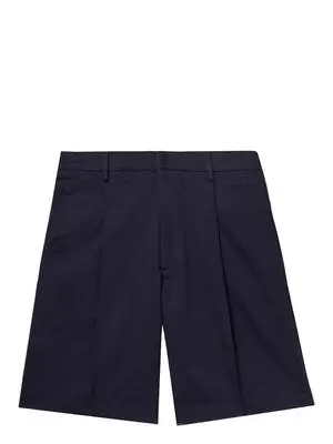 Nn07 Kay 1420 Straight-leg Pleated Stretch Organic Cotton Shorts - Blue
