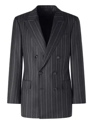 TOM FORD Atticus Slim-fit Double-breasted Striped Wool-twill Suit Jacket - Black