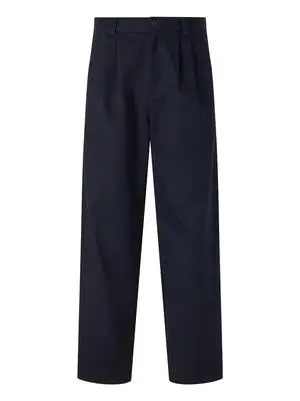 A.p.c. Ricky Straight-leg Pleated Organic Cotton Trousers - Blue