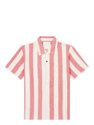KARDO Camp-collar Striped Cotton Shirt - Red