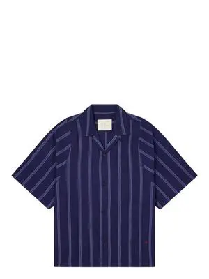 KARDO Yusuke Camp-collar Striped Cotton Shirt - Blue