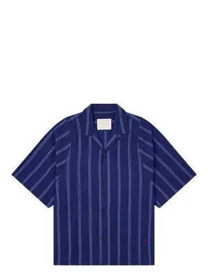 KARDO Yusuke Camp-collar Striped Cotton Shirt - Blue