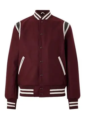 Golden Bear Hayes Leather Trimmed Wool-blend Varsity Jacket - Red