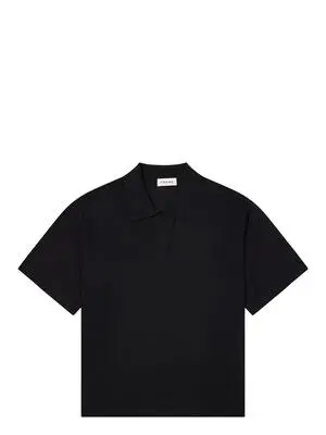 FRAME Knitted Cotton Polo Shirt - Black