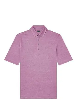 Zegna Oasi Linen Polo Shirt - Pink