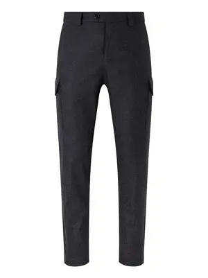 Brunello Cucinelli Tapered Virgin Wool Cargo Trousers - Gray