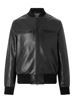 Golden Bear Ridgewood Leather Bomber Jacket - Black