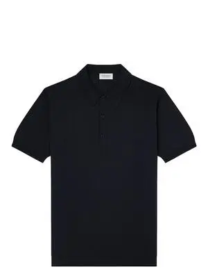 John Smedley Macloud Knitted Merino Wool Polo Shirt - Black
