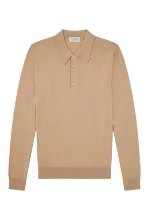 John Smedley John Smedley - Caverhill Knitted Merino Wool Polo Shirt - Men - Neutrals - M Beige