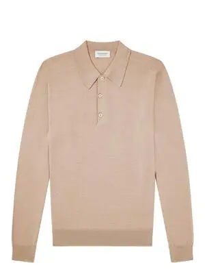 John Smedley Caverhill Knitted Merino Wool Polo Shirt - Neutrals