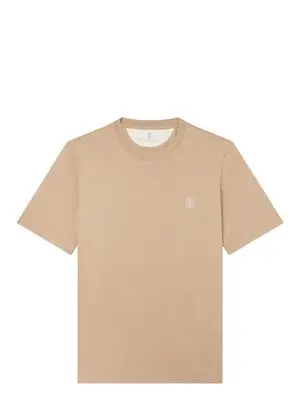 Brunello Cucinelli Logo-print Cotton-jersey T-shirt - Brown