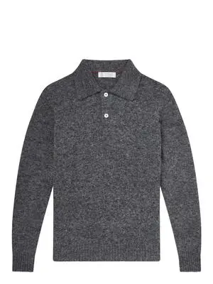 Brunello Cucinelli Brushed Alpaca-blend Polo Sweater - Gray
